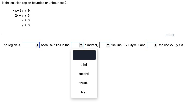 Solved Is the solution region bounded or unbounded? - x + 3y | Chegg.com