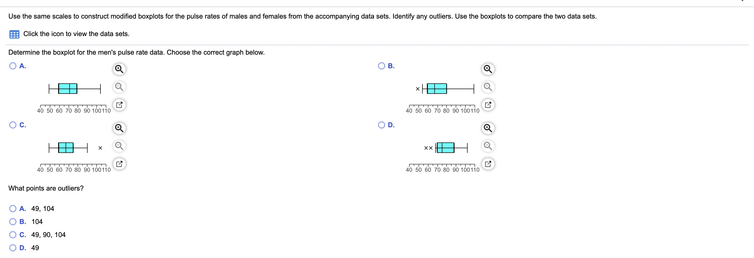 Solved Use the same scales to construct modified boxplots | Chegg.com