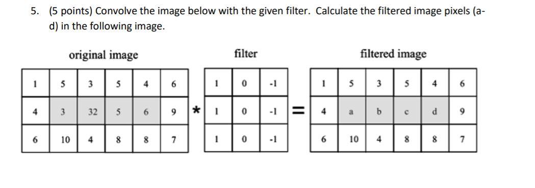 Solved 5. (5 points) Convolve the image below with the given | Chegg.com
