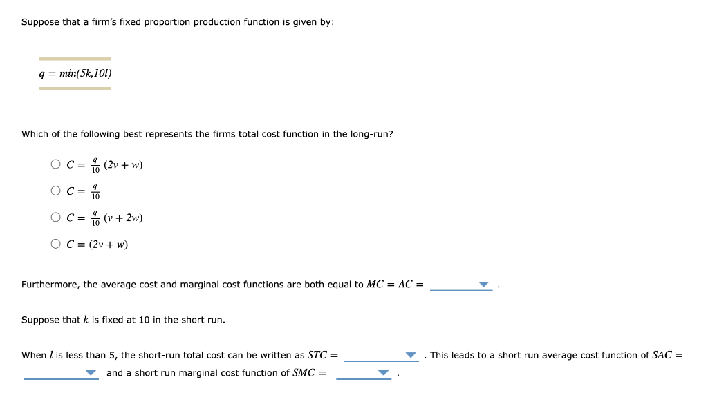 Solved Suppose that a firm's fixed proportion production | Chegg.com