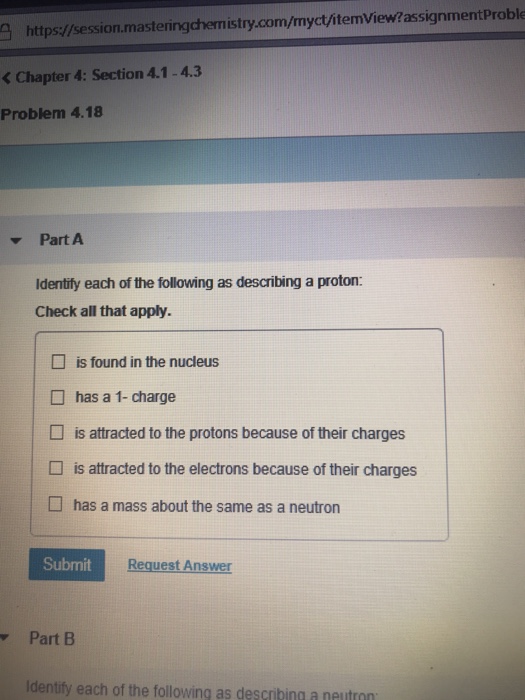 Solved Identify each of the following as describing a proton | Chegg.com