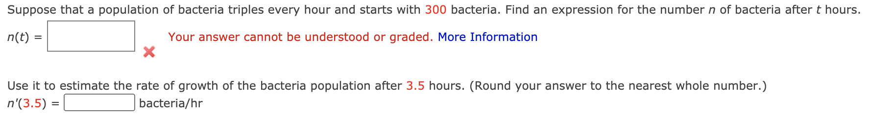 Solved Suppose that a population of bacteria triples every | Chegg.com