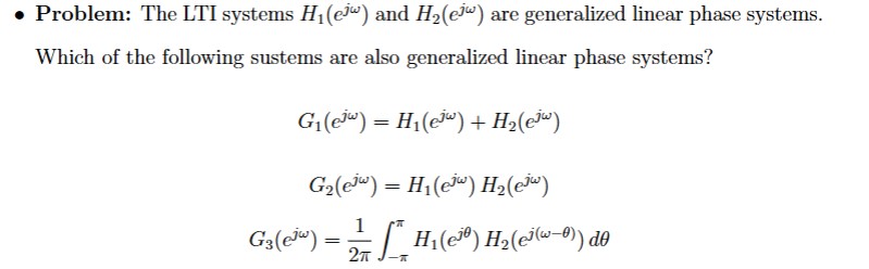 High Quality SOLUTION Problem: The LTI systems H1(ejω) ﻿and H2(ejω) ﻿are | Chegg.com