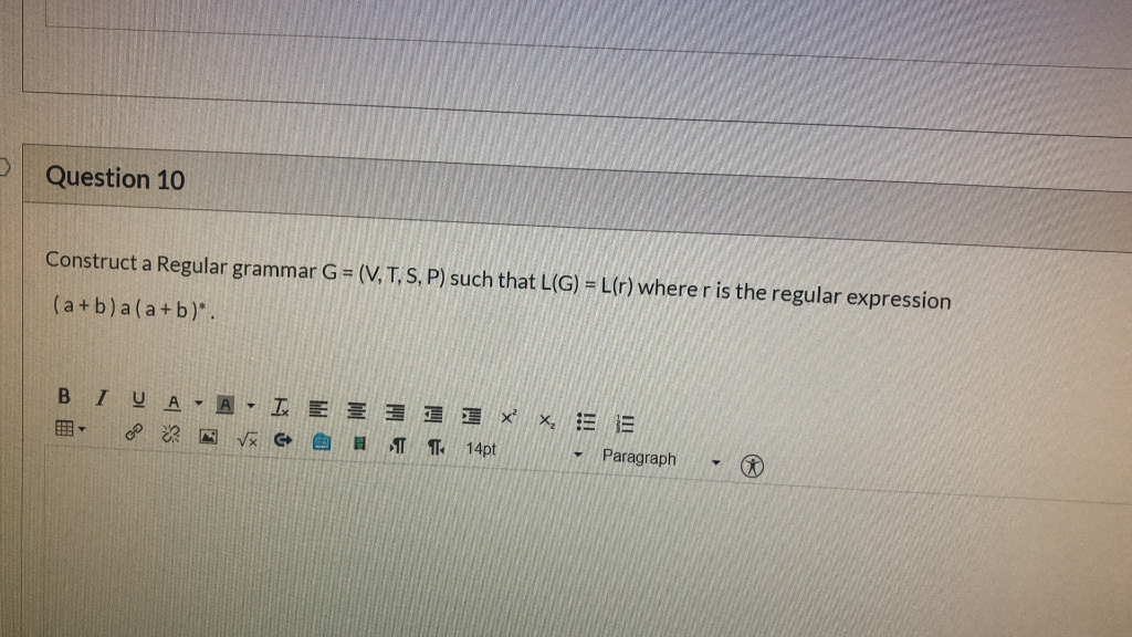 Solved Construct a regular grammar G = {V,T,S,P} such that | Chegg.com