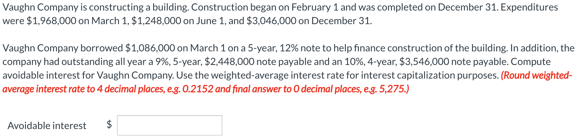 Solved Vaughn Company is constructing a building. | Chegg.com