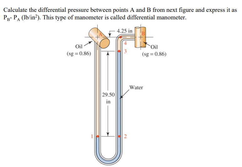 Solved Calculate the differential pressure between points A | Chegg.com