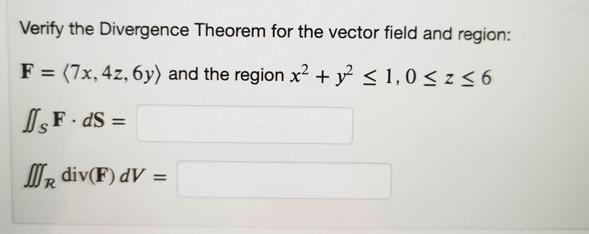 Solved Verify the Divergence Theorem for the vector field | Chegg.com