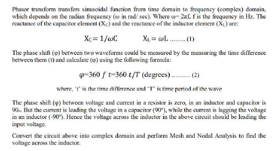 Solved Phasor transform transfers sinusoidal function from | Chegg.com