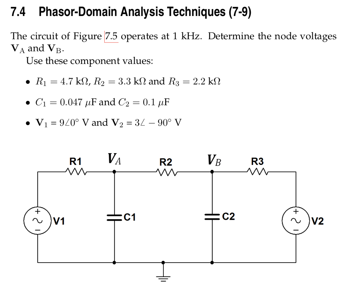 Solved 7.4 Phasor-Domain Analysis Techniques (7-9) The | Chegg.com