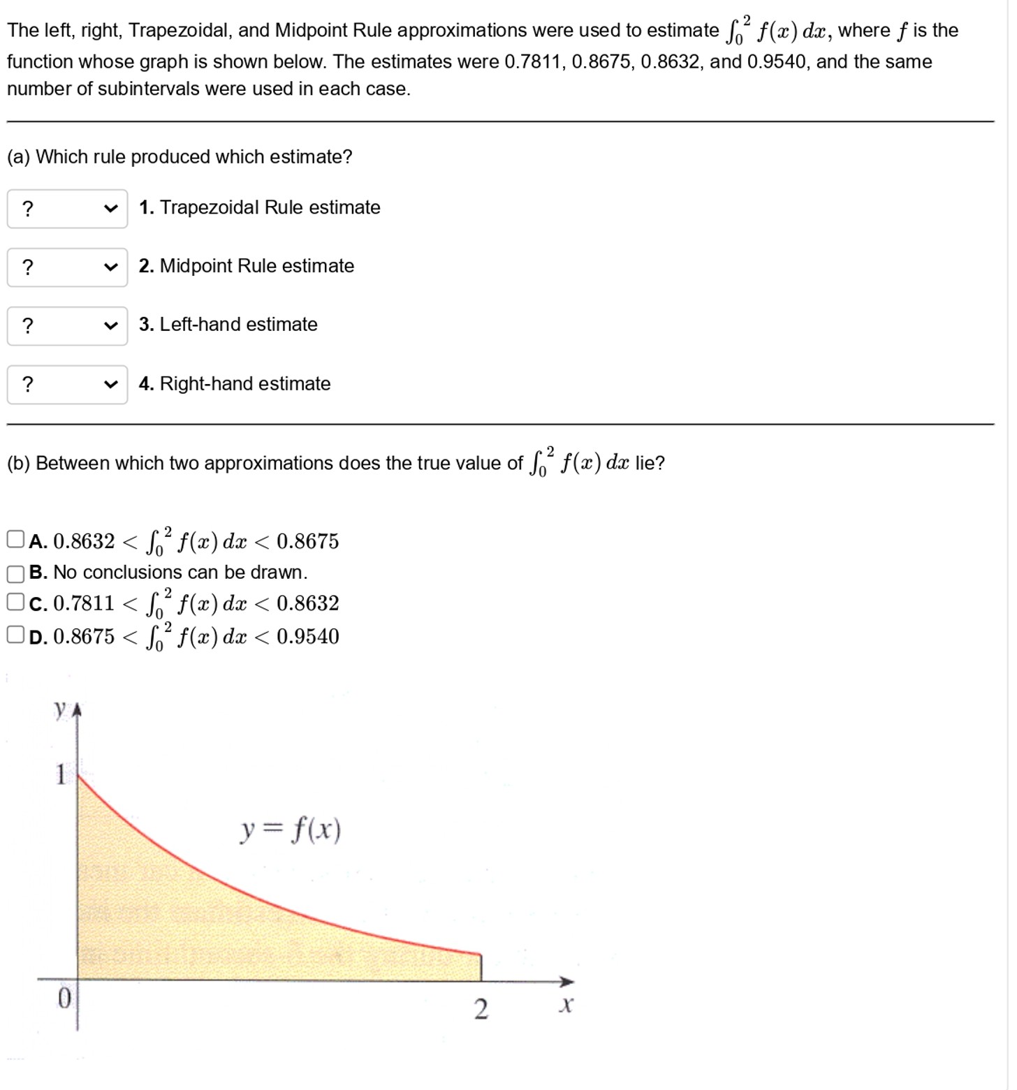 Solved The left, right, Trapezoidal, and Midpoint Rule | Chegg.com