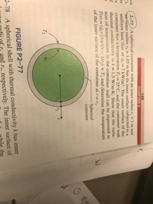 Solved 139 CHAPTER 2 се 2-77 A spherical container with an | Chegg.com