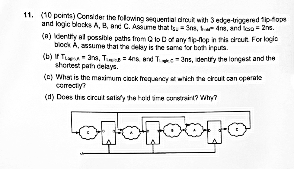 Solved 11. (10 points) Consider the following sequential | Chegg.com