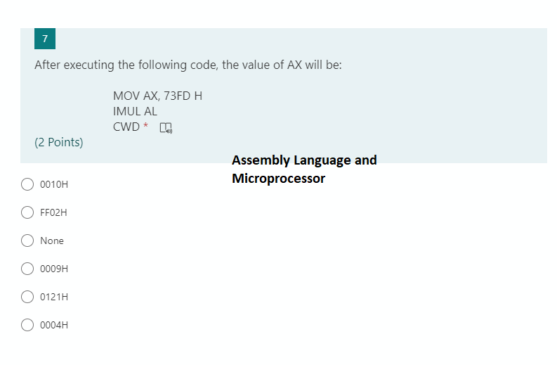 Solved 7 After executing the following code, the value of AX | Chegg.com
