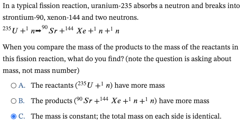 Solved In a typical fission reaction, uranium-235 absorbs a | Chegg.com