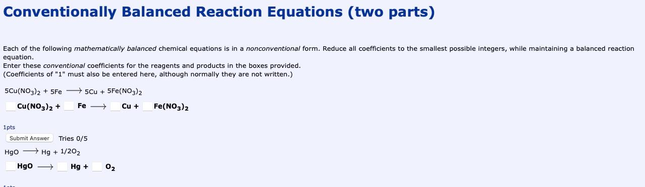 Solved Conventionally Balanced Reaction Equations Two