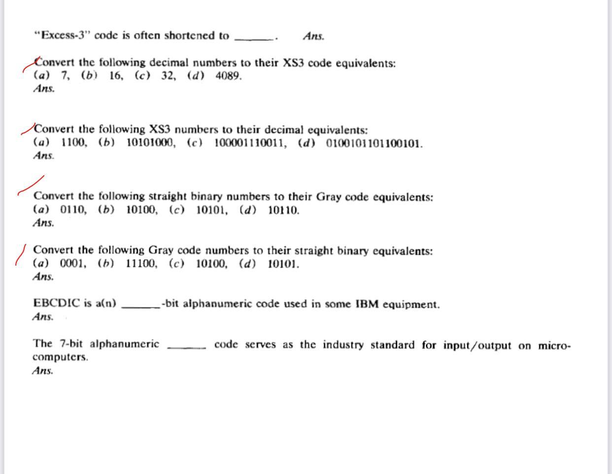 Solved "Excess-3" code is often shortened to Ans. Convert | Chegg.com