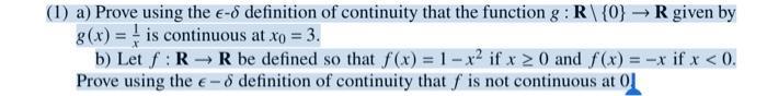 Solved 1) a) Prove using the ϵ−δ definition of continuity | Chegg.com