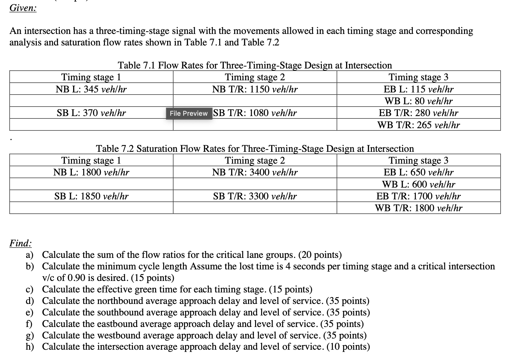 Solved An Intersection Has A Three Timing Stage Signal With