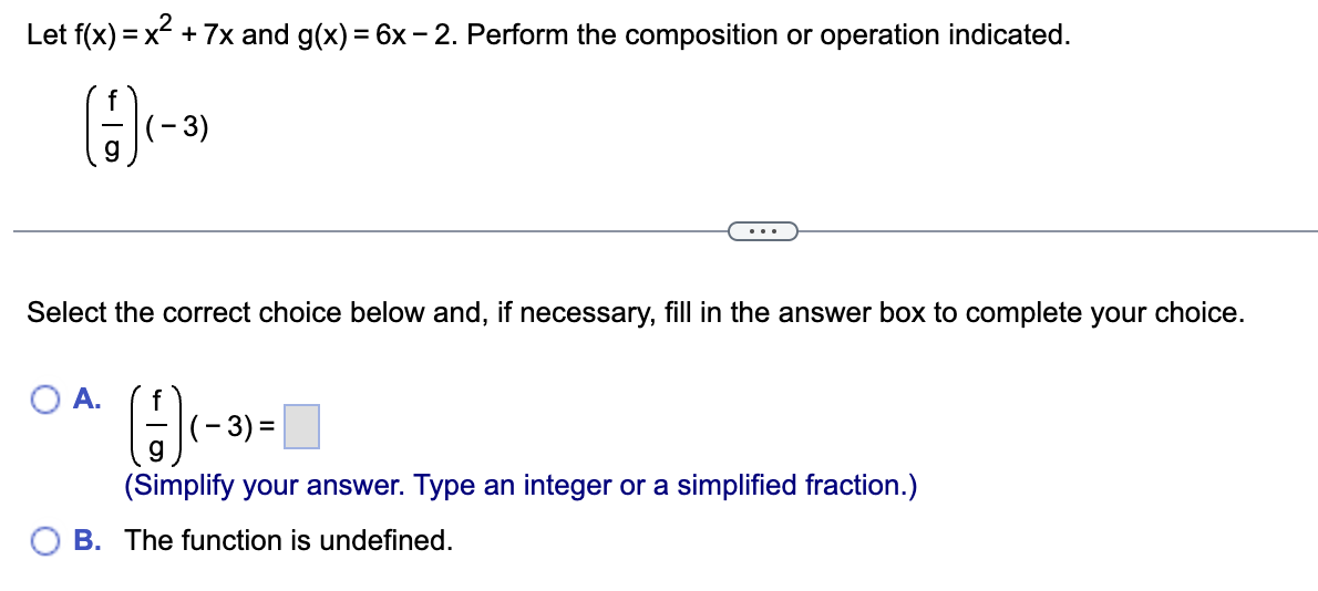 Solved Let f(x)=x2+7x and g(x)=6x−2. Perform the composition | Chegg.com