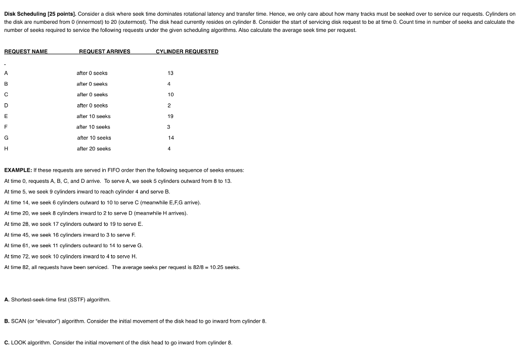 Solved Disk Scheduling [ 25 points]. Consider a disk where | Chegg.com