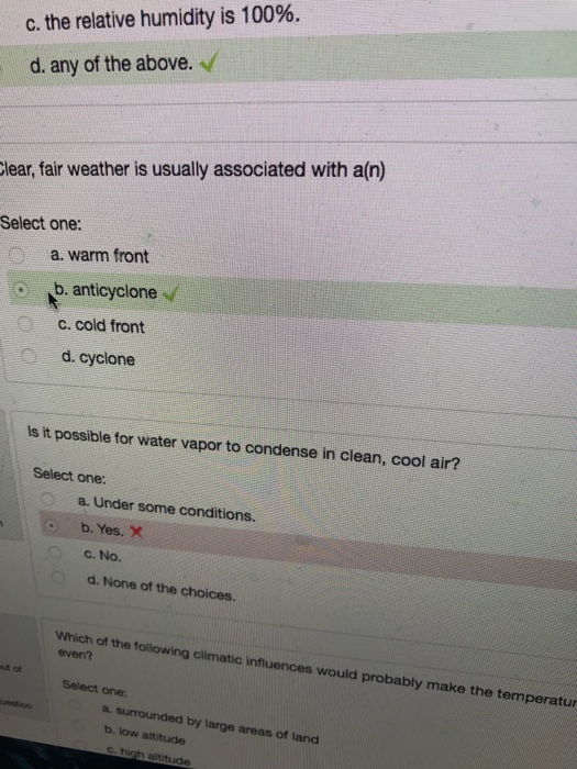 Solved Clear, fair weather is usually associated with a(n) | Chegg.com