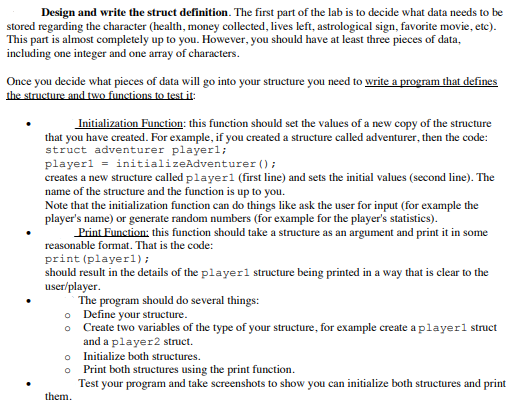 Solved Design and write the struct definition. The first | Chegg.com