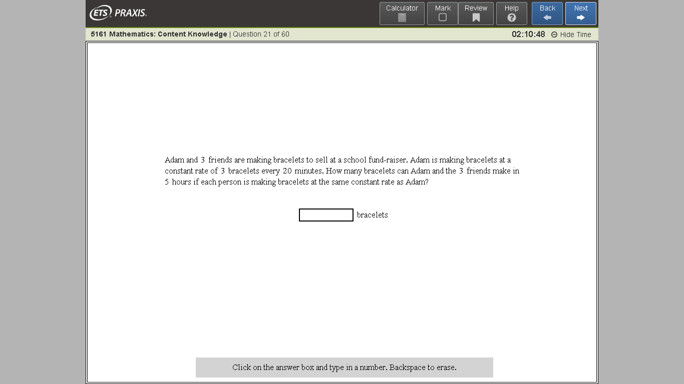 Solved Calculator Review Help Back Next (ETS) PRAXIS Mark O | Chegg.com