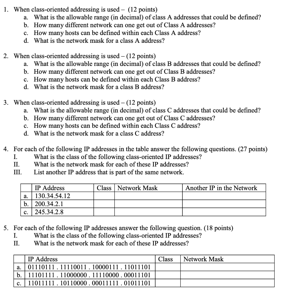 6. Using the following subnet masks to determine | Chegg.com