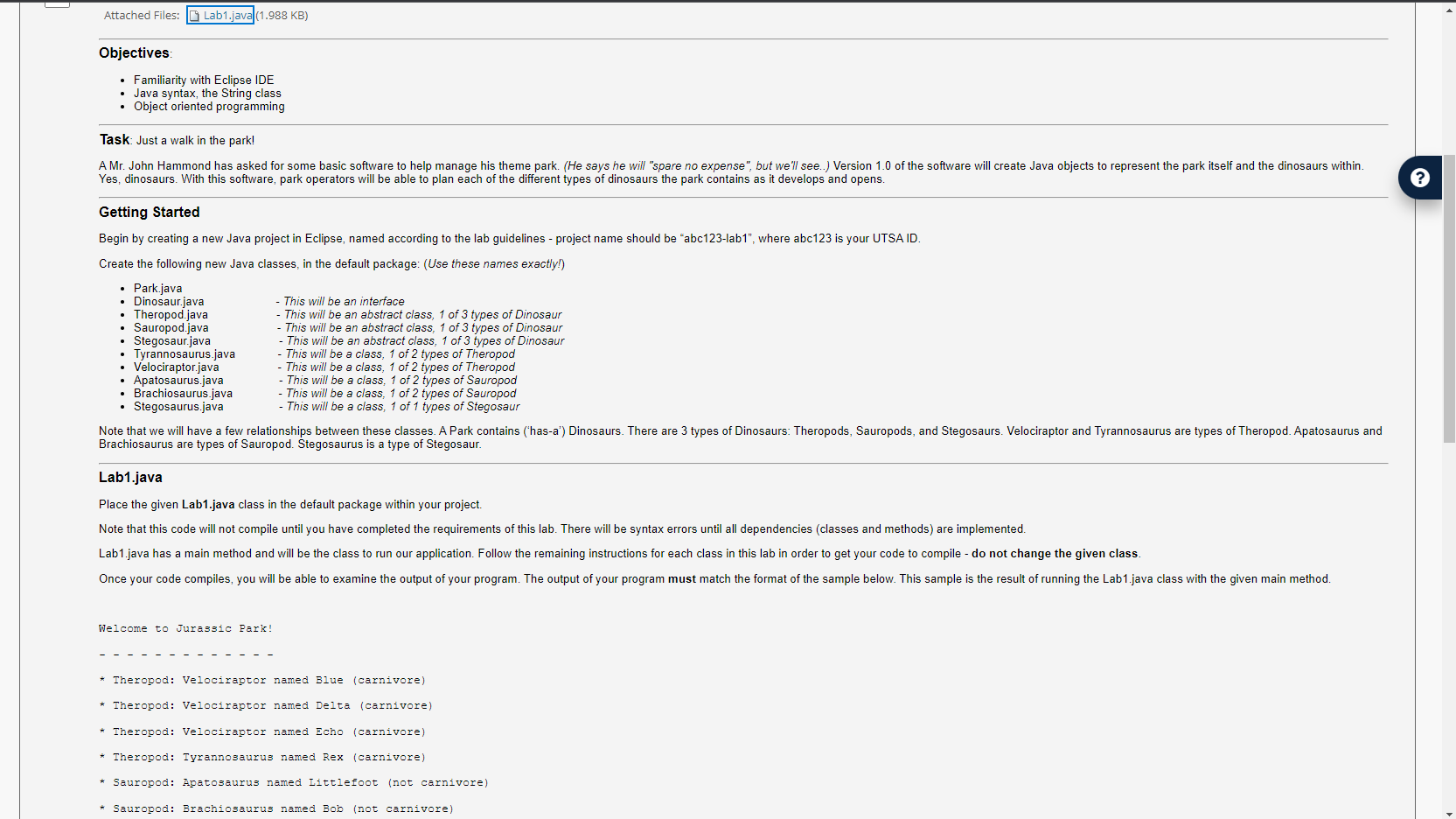 Solved a 4=Task: Just a walk in the park! Yes, dinosaurs. | Chegg.com