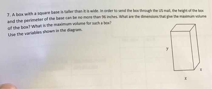 Solved 7. A box with a is and the perimeter of the box? What | Chegg.com