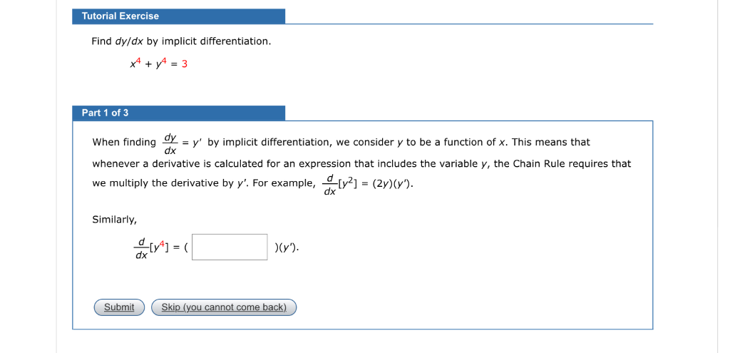 Solved Tutorial Exercise Find dy/dx by implicit | Chegg.com