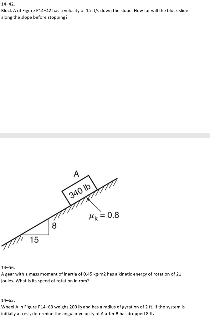 Solved 14-6 Block A in Figure P14−7 has a mass of 15 kg and | Chegg.com