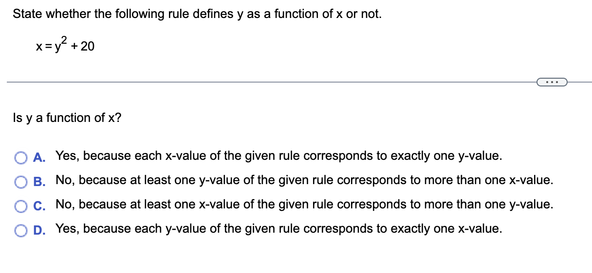 Solved State whether the following rule defines y as a | Chegg.com