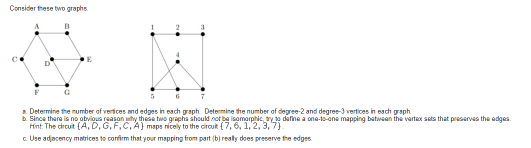 Solved Consider these two graphs. B 2 3 4 C D F G 6 7 a. | Chegg.com