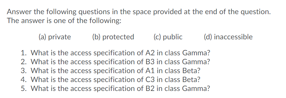 Solved Consider the following classes: Class Alpha: This | Chegg.com