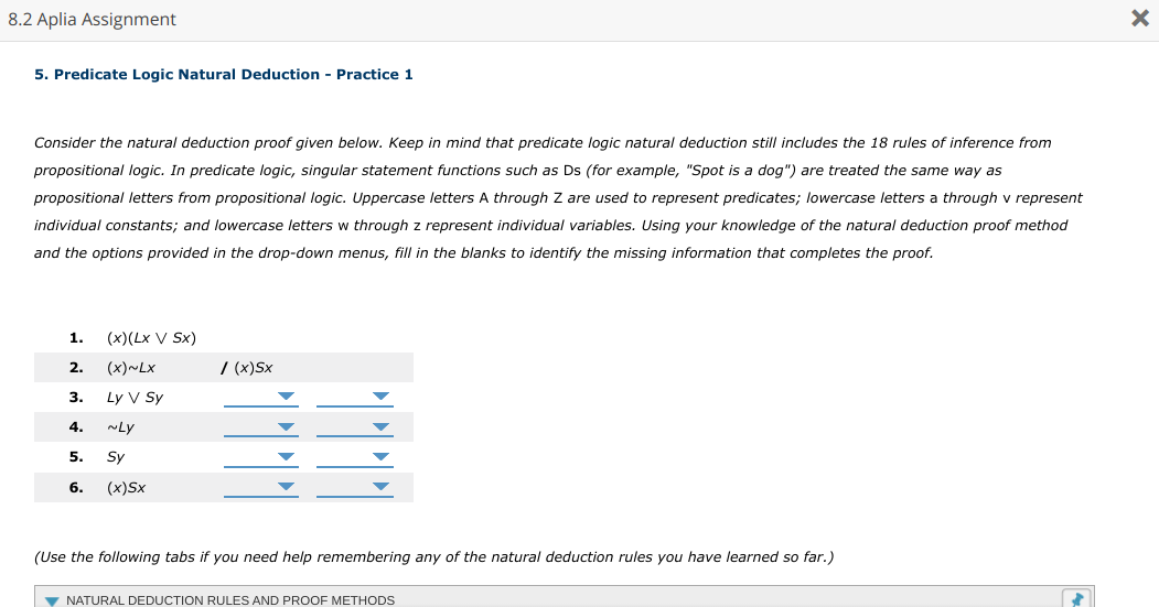 Solved 8.2 Aplia Assignment 5. Predicate Logic Natural | Chegg.com