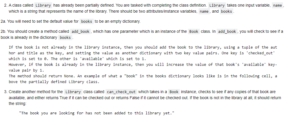 Solved 1. A class called Book has already been partially | Chegg.com