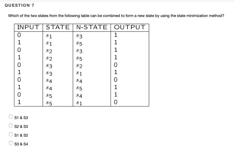 Solved QUESTION 7 Which of the two states from the following | Chegg.com