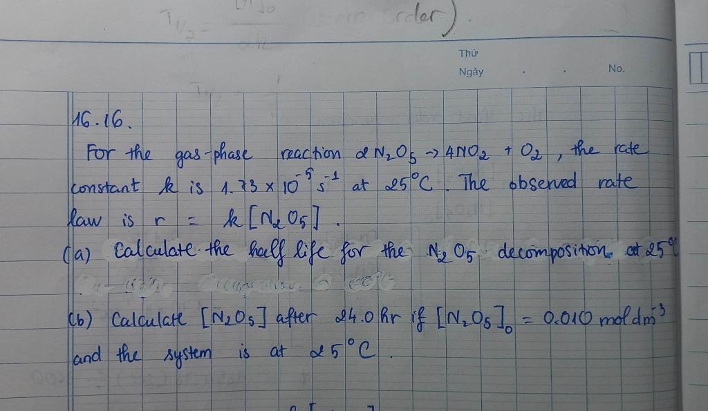 Solved For the gas-phase reaction 2 N2O5→4NO2+O2, the rate | Chegg.com