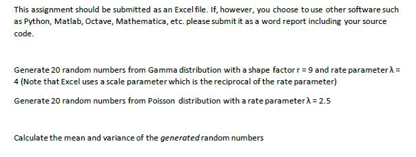 Solved This assignment should be submitted as an Excel file. | Chegg.com