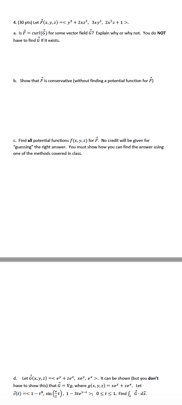 Solved 4. (30 pts) Let F(x,y,z)