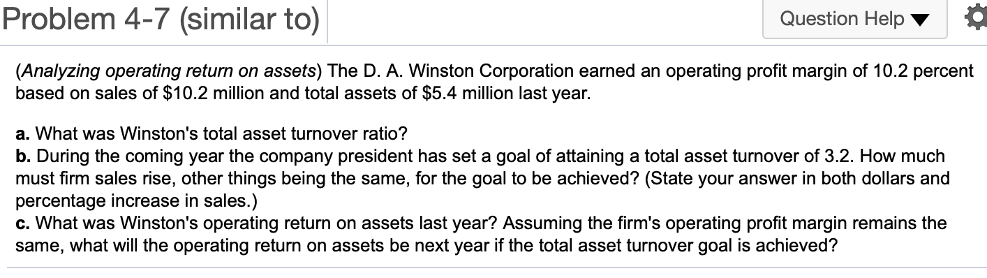 Solved Problem 4-7 (similar to) Question Help (Analyzing | Chegg.com