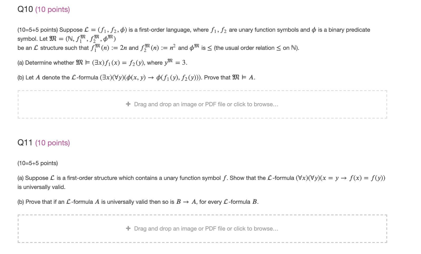 Solved Q10 (10 points) (10=5+5 points) Suppose L = (f1, | Chegg.com
