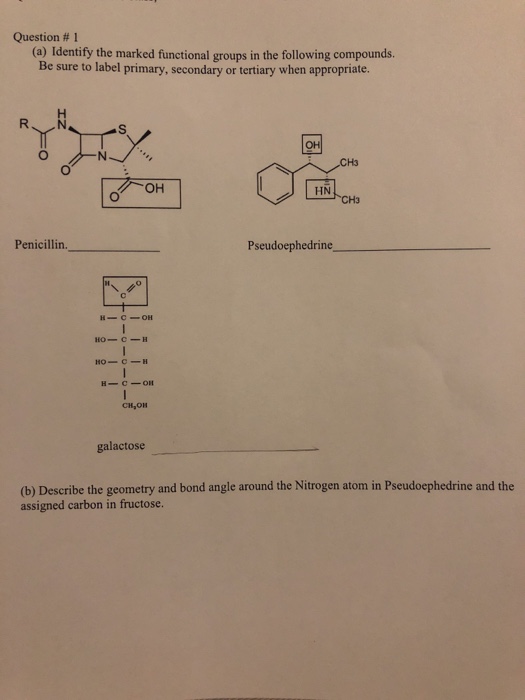 Solved Question # 1 (a) Identify the marked functional | Chegg.com Solved Question # 1 (a) Identify the marked functional | Chegg.com