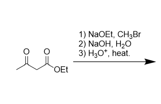 Solved в се 1) NaOET, CH3Br 2) NaOH, H2O 3) H307, heat OEt | Chegg.com