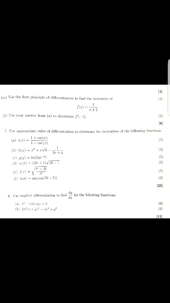 Solved [4] 6la Use the first principle of differentiation to | Chegg.com