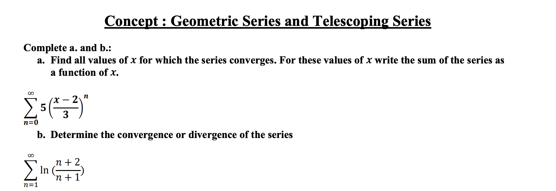 Solved Concept: Geometric Series and Telescoping Series | Chegg.com