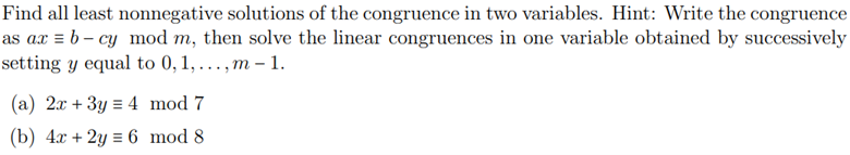 Solved Find all least nonnegative solutions of the | Chegg.com