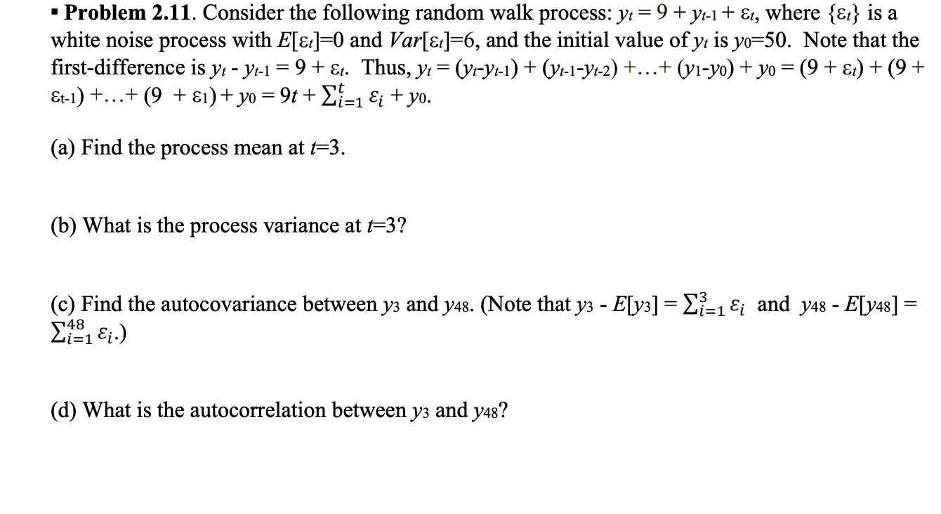 Solved • Problem 2.11. Consider the following random walk | Chegg.com