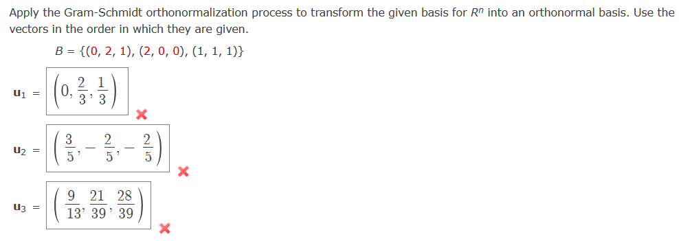 Solved Apply the Gram-Schmidt orthonormalization process to | Chegg.com